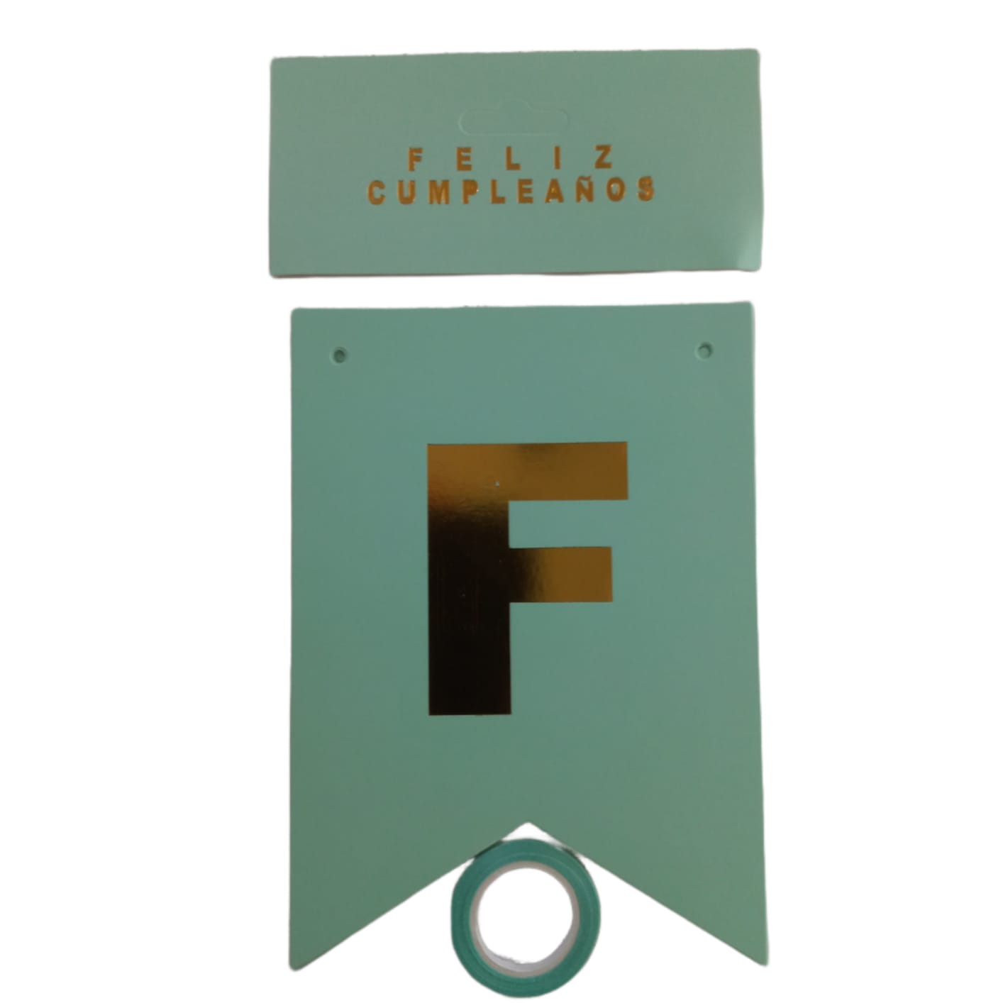 BANDERIN FELIZ CUMPLEAÑOS VERDE AGUA X10 – Cotillón Cascanueces